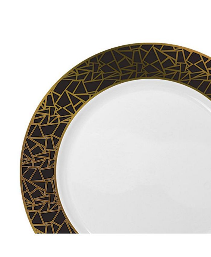 Smarty Had A Party 10.25" White with Black and Gold Mosaic Rim Round ...