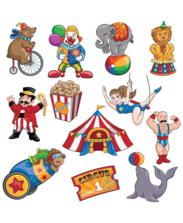 Blue Panda Carnival Cutouts Party Supplies - 12-Piece Circus Theme ...