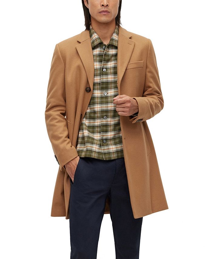 Hugo Boss Men's Slim-Fit Virgin-Wool Blend Coat - Macy's