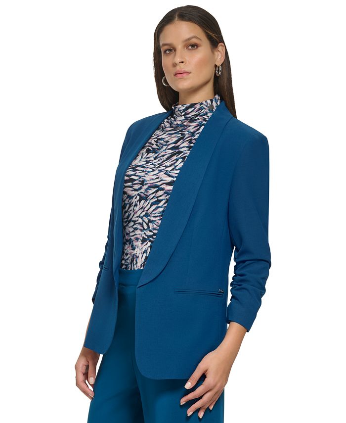 Dkny Womens Open Front Ruched Sleeve Shell Blazer Macys