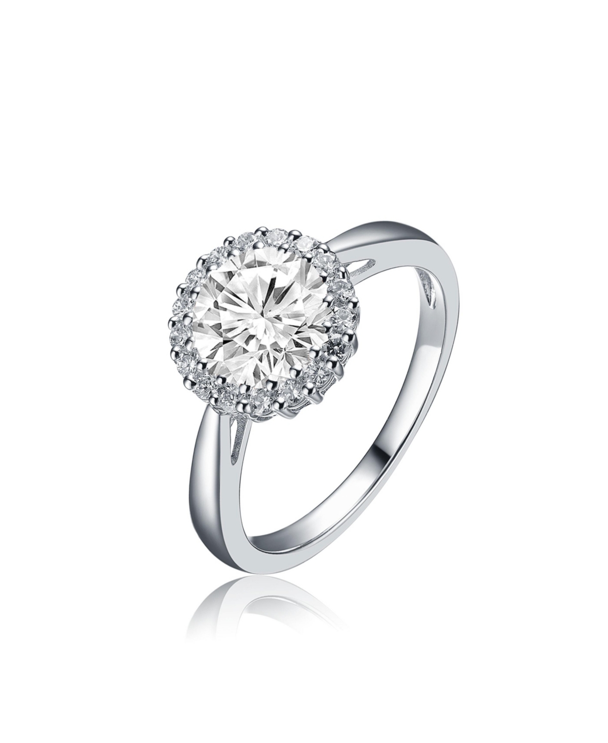 Click here for Sterling Silver White Gold Plated Halo Round Clear... prices
