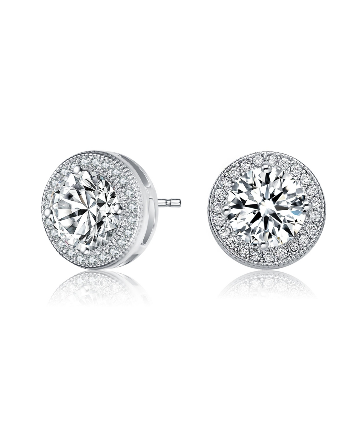 Click here for Sterling Silver with Rhodium Plated Clear Round Cu... prices