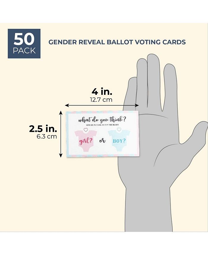 Blue Panda Juvale Gender Reveal Baby Shower Ballot Voting Cards (50 ...