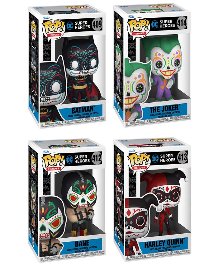 Funko Heroes Pop Dia De Los DC Bane, Batman, Harley Quinn, and Joker 4 ...