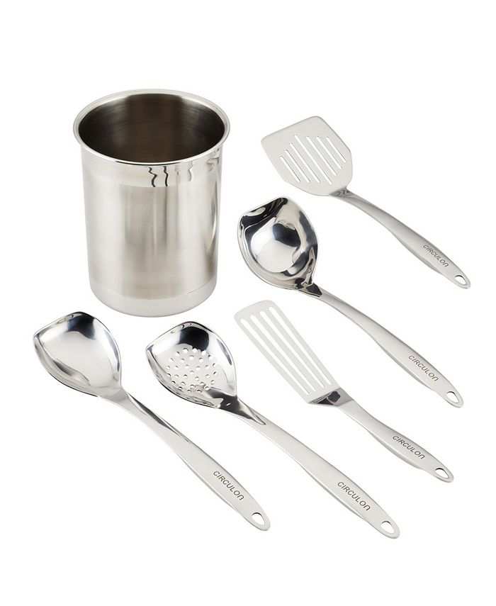 Circulon Tools Stainless Steel Kitchen Tools with Crock, Set of 6 - Macy's