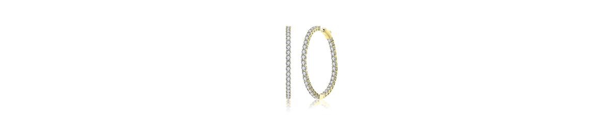 Click here for Rhodium Plated Cubic Zirconia Hoop Earrings - Gold prices
