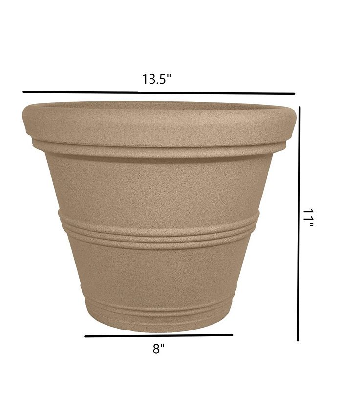 Tusco Products Rolled Rim Plastic Garden Pot, Sandstone, 13.5in - Macy's