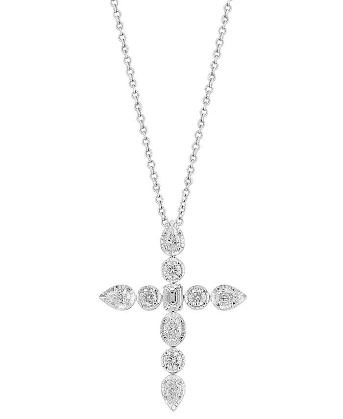 EFFY Collection EFFY® Diamond Multi-Cut Cross Pendant Necklace (5/8 ct ...