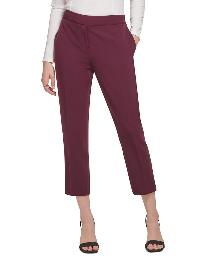 Calvin Klein Women's X-Fit Cropped Elastic Back Pants - Macy's