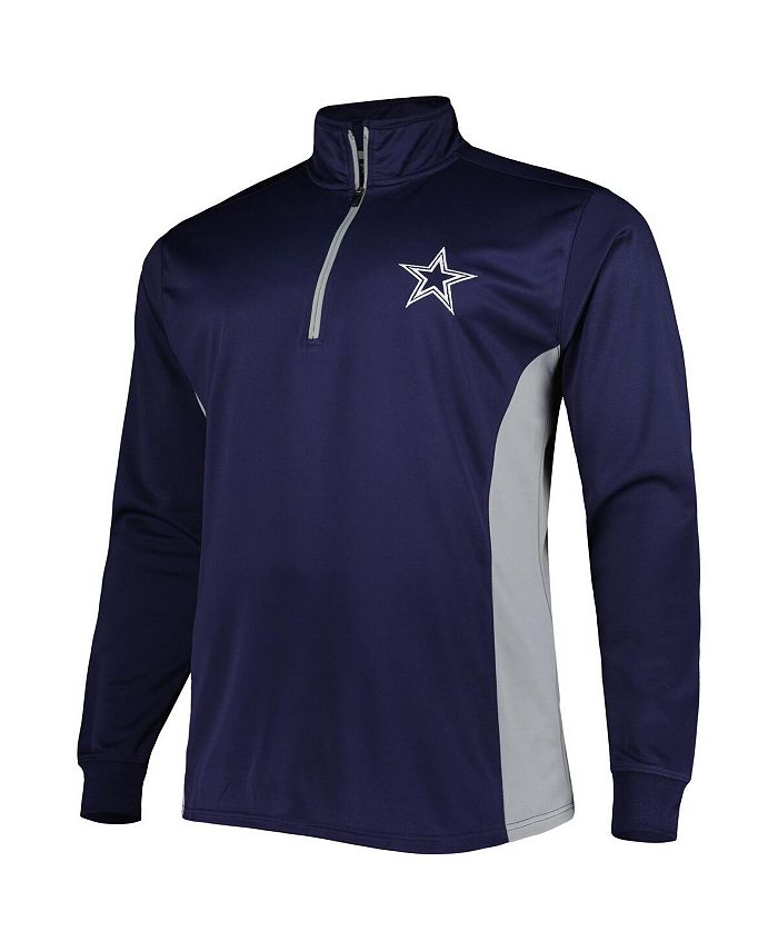 Profile Men's Navy and Silver Dallas Cowboys Big and Tall Quarter-Zip ...