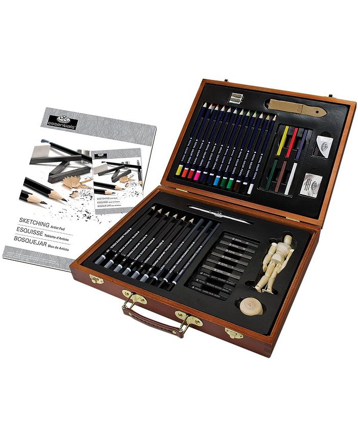 Essentials Wooden Box Art Set-Sketch & Draw 45/Pkg - Macy's