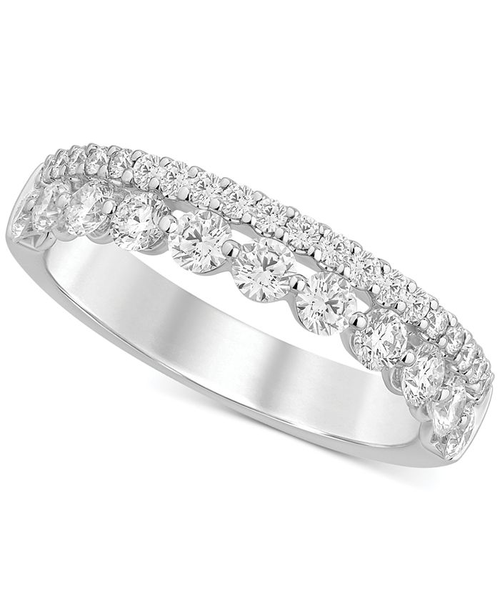 Macy's Diamond Double Row Band (1 ct. t.w.) in 14k White Gold - Macy's