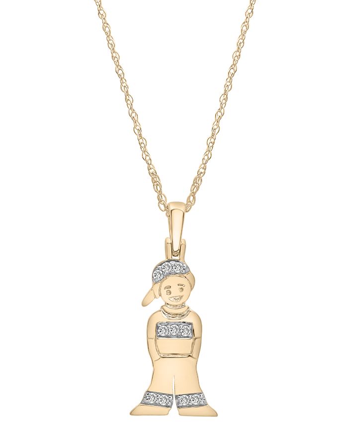Wrapped Diamond Boy Pendant Necklace (1/20 ct. tw) in 10k Gold, 18" + 2 ...