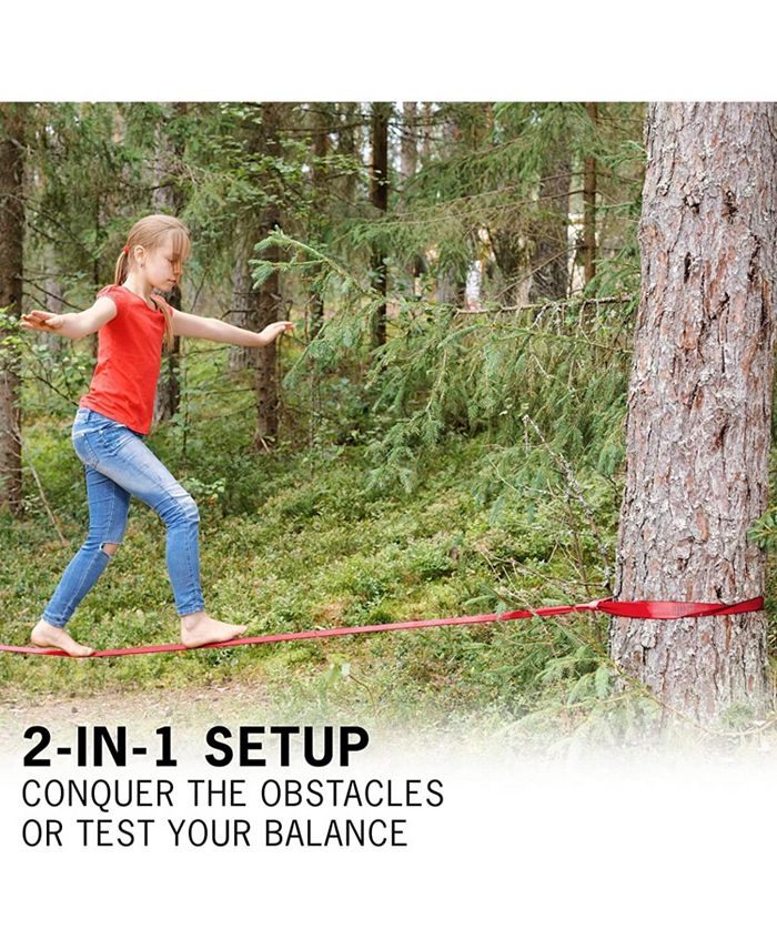 Sunny & Fun 50ft Kids Ninja Warrior Obstacle Course w/Double Slackline ...