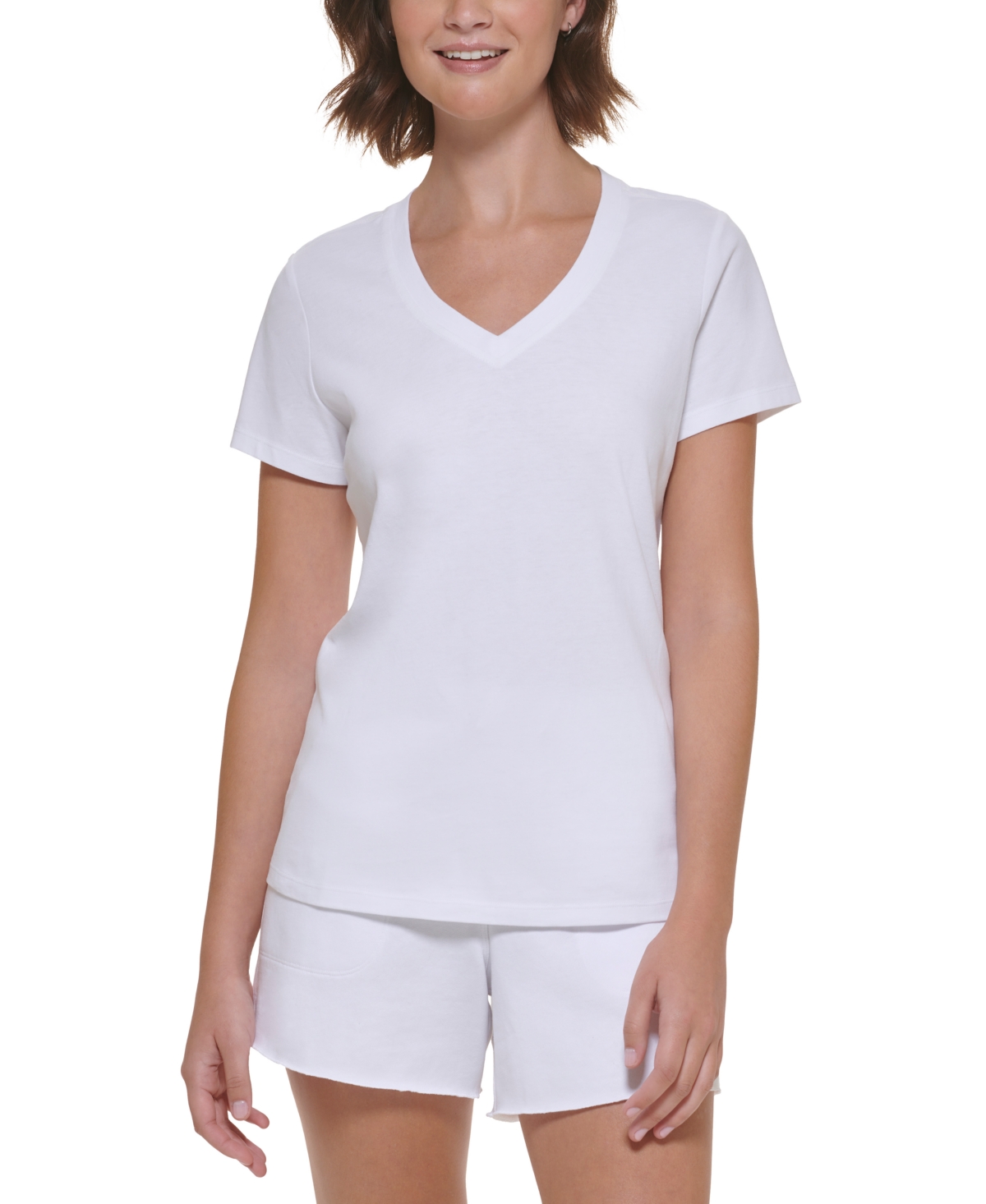 Click here for Calvin Klein Performance Embroidered V-Neck Logo T... prices