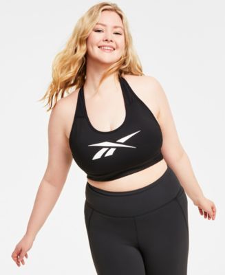 Reebok Plus Size Lux Vector Medium Impact Racerback Bra - Macy's