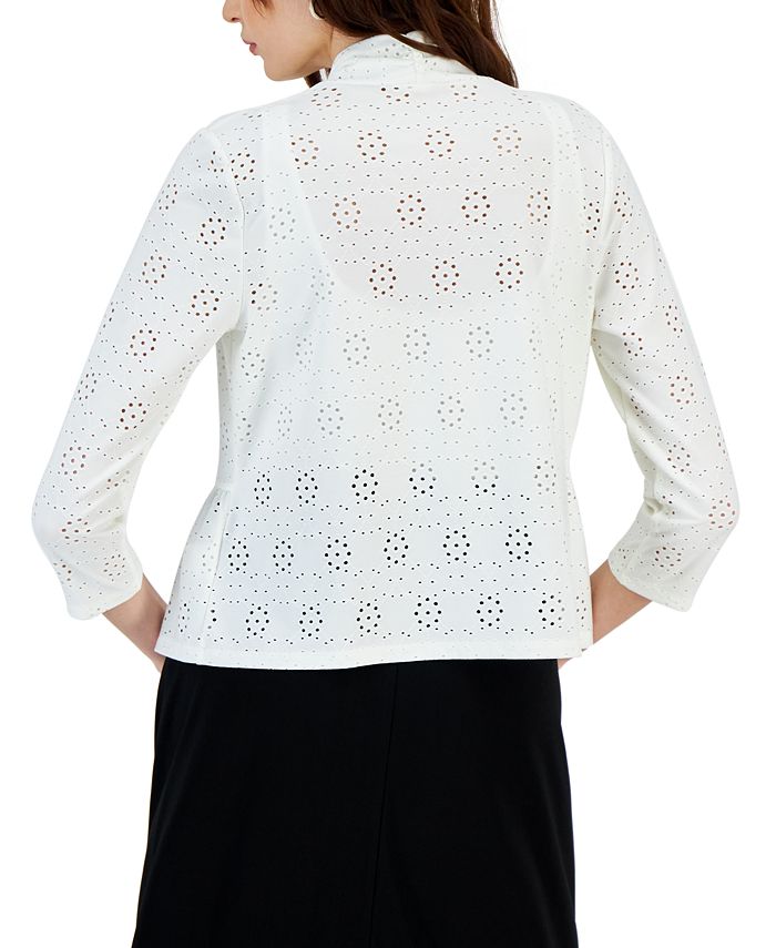Kasper Women's Knit Eyelet Open-Front Jacket - Macy's