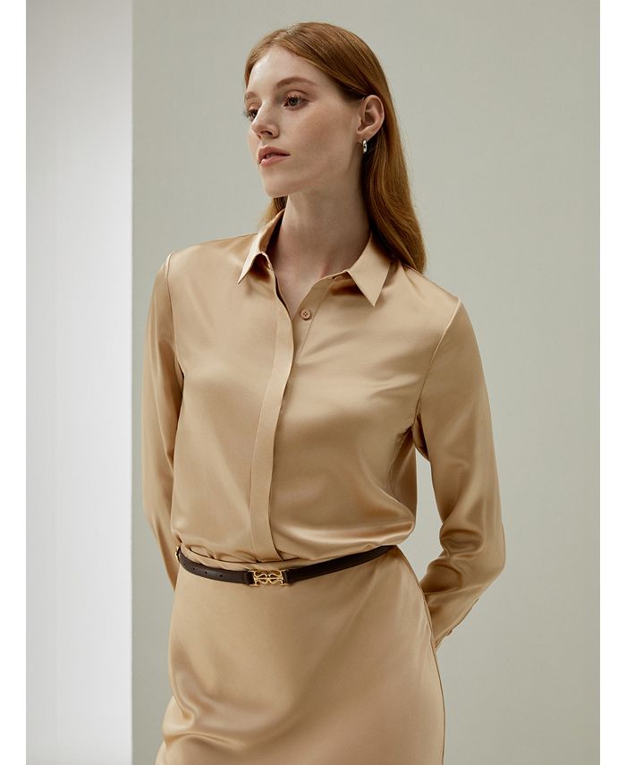 LILYSILK Women's Basic Concealed Placket Silk Shirt - Macy's