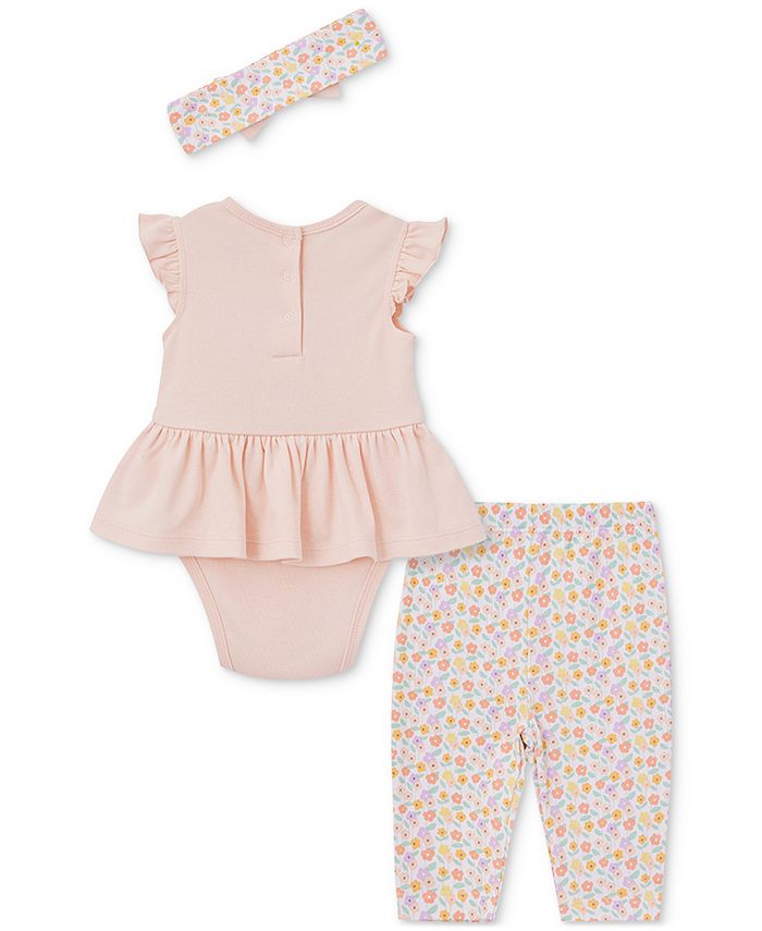 Little Me Baby Girls Bunny Bodysuit, Pants and Headband, 3 Piece Set ...