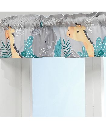 Bedtime Originals Mighty Jungle Gray Elephant/Giraffe Window Valance ...