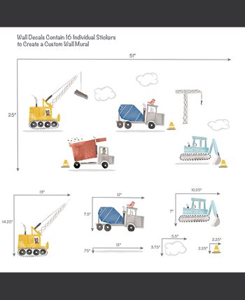 Bedtime Originals Construction Zone Trucks Wall Decals/Stickers - Macy's