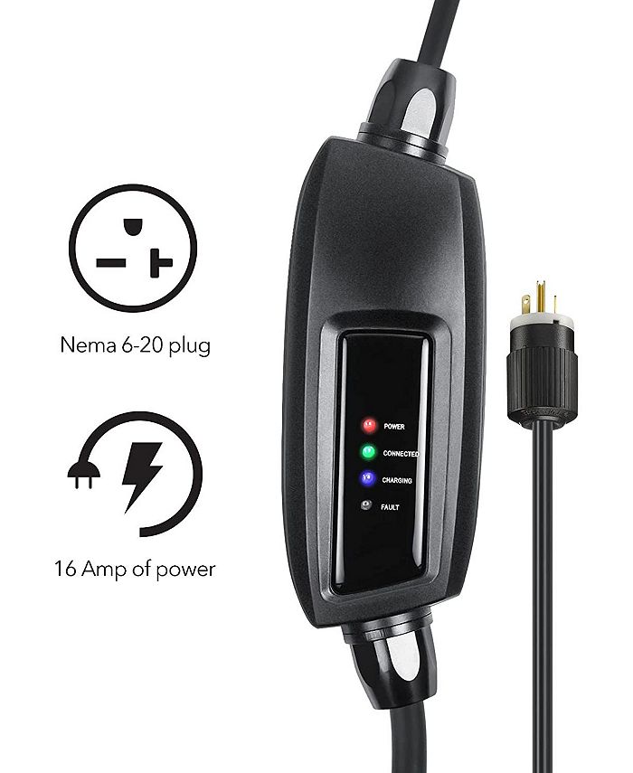 Lectron 240V 16 Amp Level 2 EV Charger with 21ft Extension Cord J1772 ...