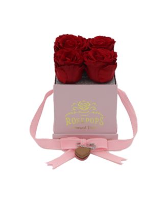 Rosepops Valentine's Day Pop Up Square Box with 4 Red Real Preserved ...
