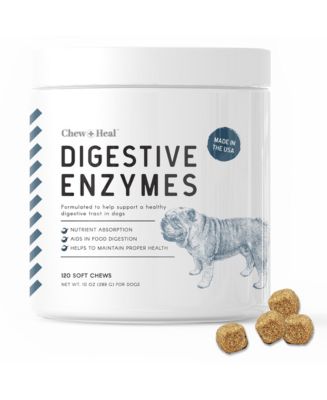Chew + Heal Digestive Enzymes Supplement for Dogs - 120 Delicious Chews ...