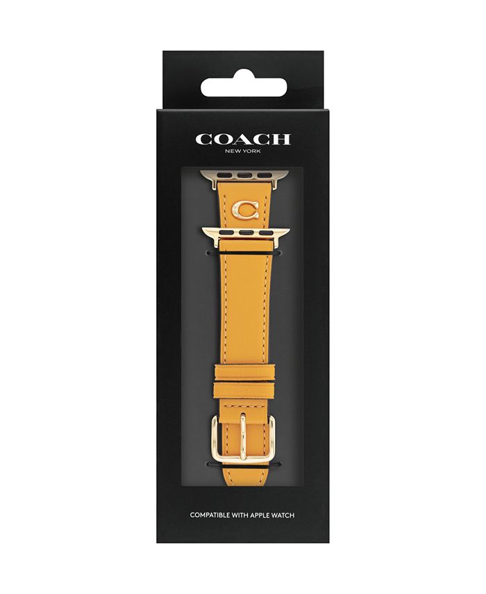 COACH Women's Gold-Tone Leather Band 38mm, 41mm - Macy's