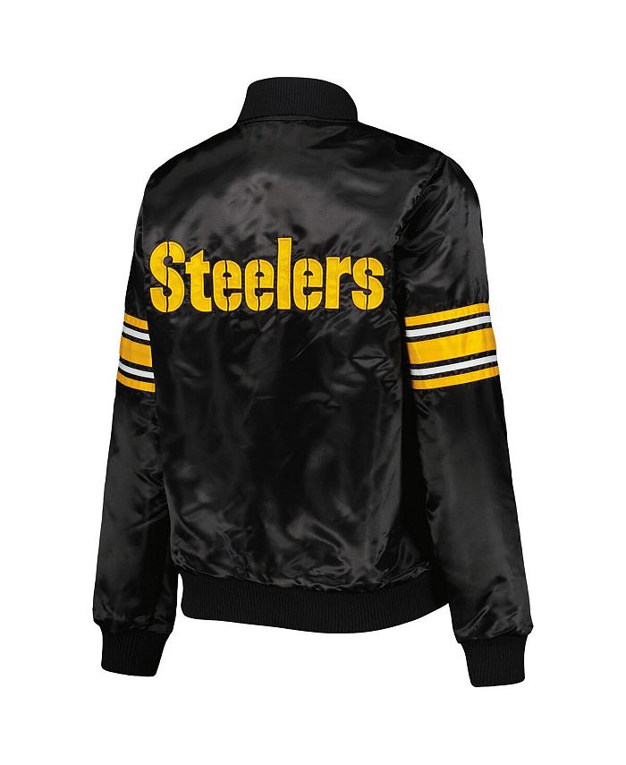 Starter Women's Black Pittsburgh Steelers Line Up Satin Full-Snap ...