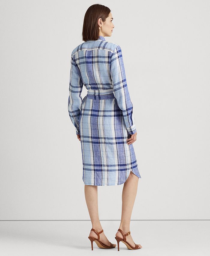 Lauren Ralph Lauren Women's Floral & Plaid Linen Shirtdress - Macy's