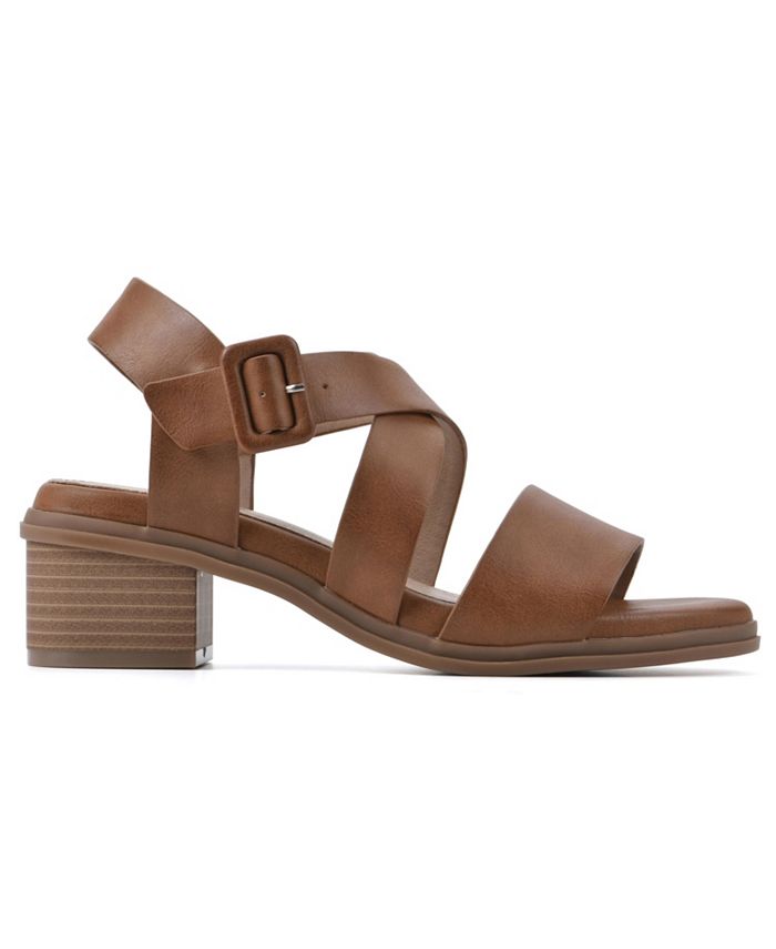Cliffs by White Mountain Women's Cordovan Stacked Heel Strappy Dress ...