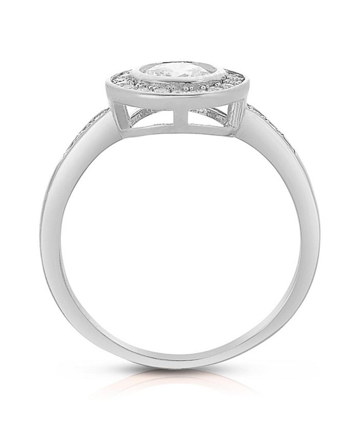 Genevive Sterling Silver Clear Bezel-set Cubic Zirconia Ring - Macy's