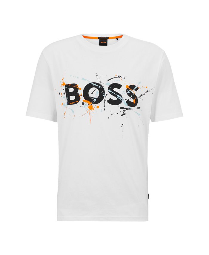 Hugo Boss Men's Cotton-Jersey T-shirt with Colourful Logo Artwork - Macy's