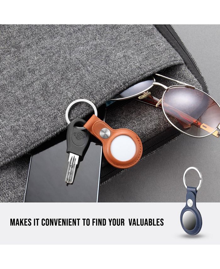 Wasserstein Apple AirTag Holder PU Leather Keychain - Keyring and ...