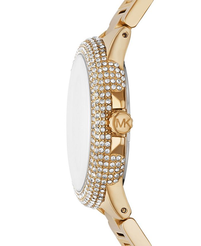 Michael Kors Women's Camille Three-Hand Gold-Tone Stainless Steel Watch ...