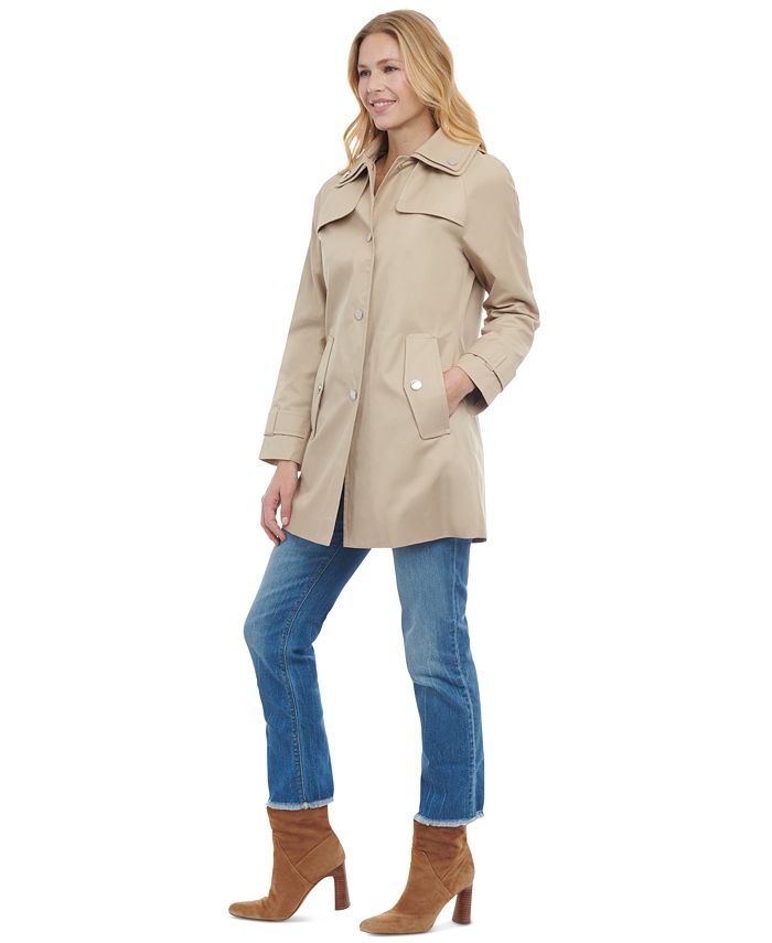 London Fog Women's Single-Breasted Hooded Raincoat - Macy's