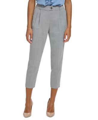 Calvin Klein Petite Pleated Cropped Pants - Macy's