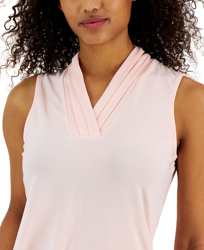 Anne Klein Women's Triple-Pleat Sleeveless Shell Top - Macy's