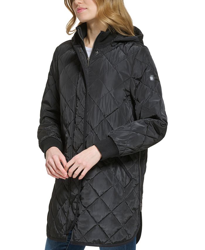 DKNY Women's Hooded Diamond Quilted Coat - Macy's