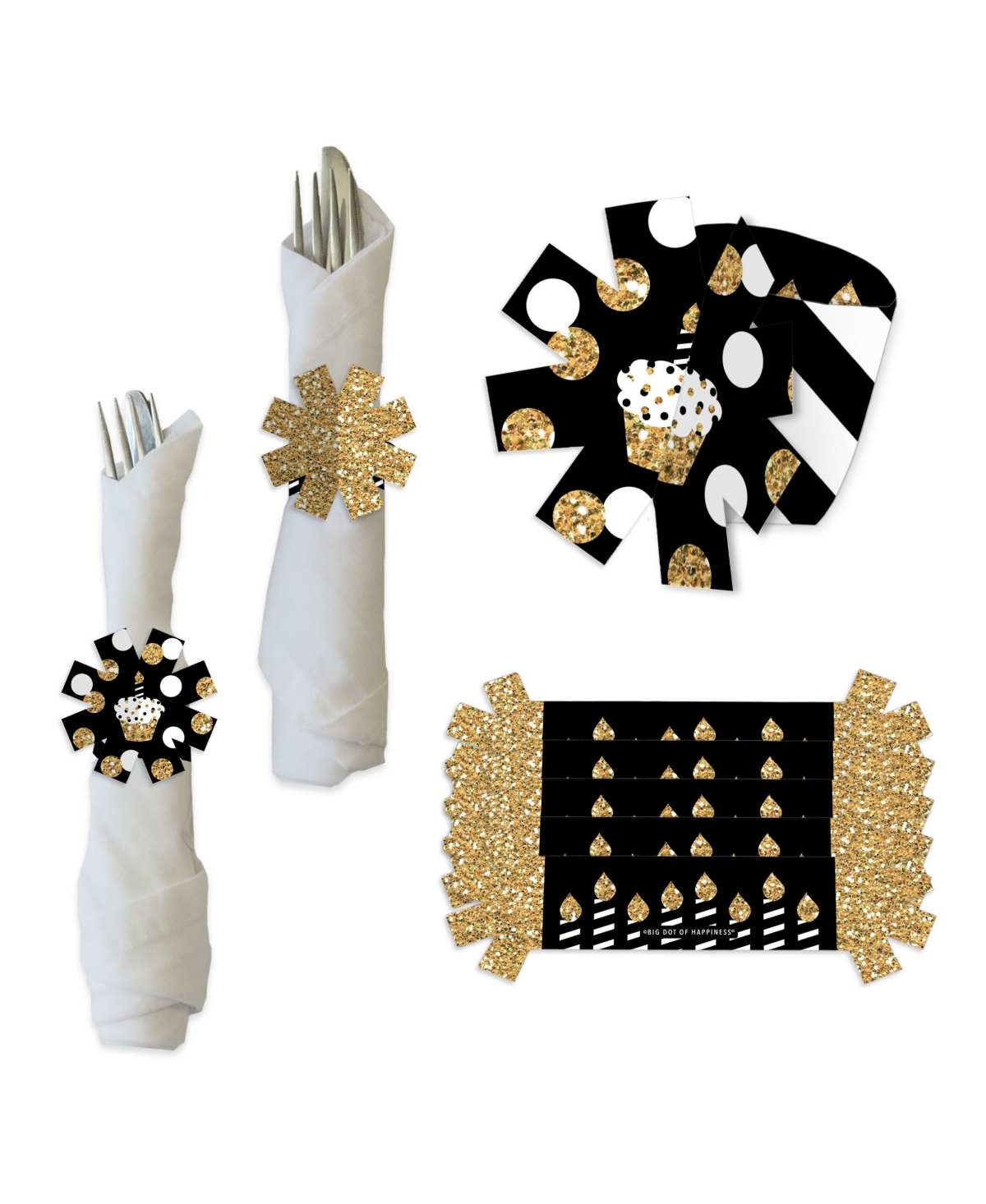 Big Dot Of Happiness Adult Happy Birthday Gold Birthday Party Paper ...