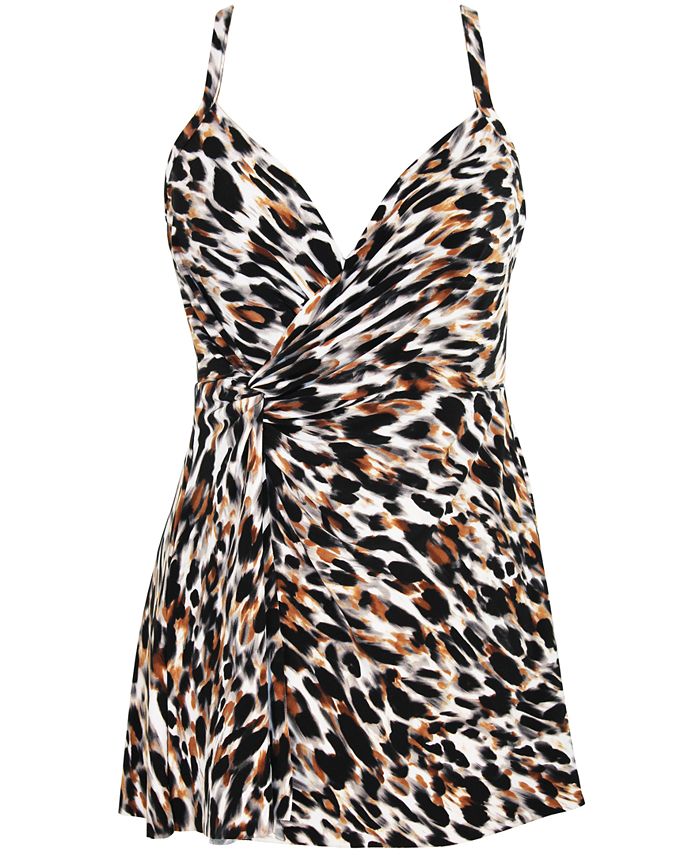 Miraclesuit Women's Fur Realz Adora Underwire Swimdress - Macy's