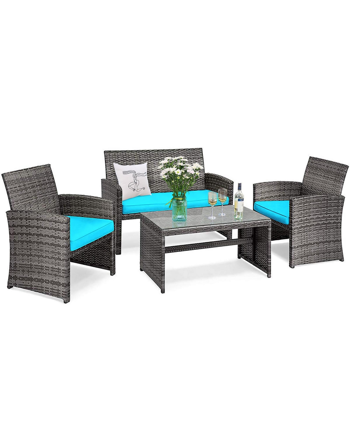 Click here for 4PCS Patio Rattan Furniture Set Conversation Glass... prices