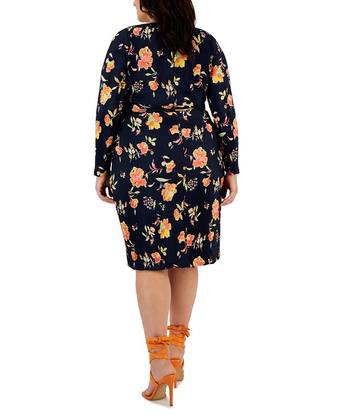 RACHEL Rachel Roy Plus Size Sylvia Floral-Print Pleated Wrap Dress - Macy's