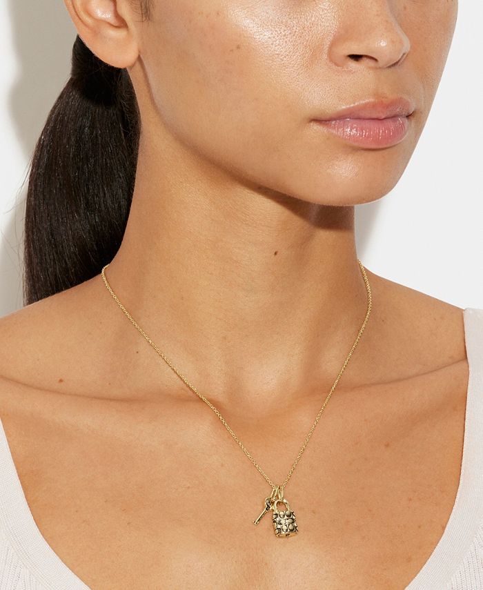 COACH Quilted Padlock Key Necklace - Macy's