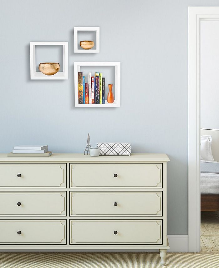 Sorbus Floating Square Cube Wall Shelf, Set of 3 - Macy's