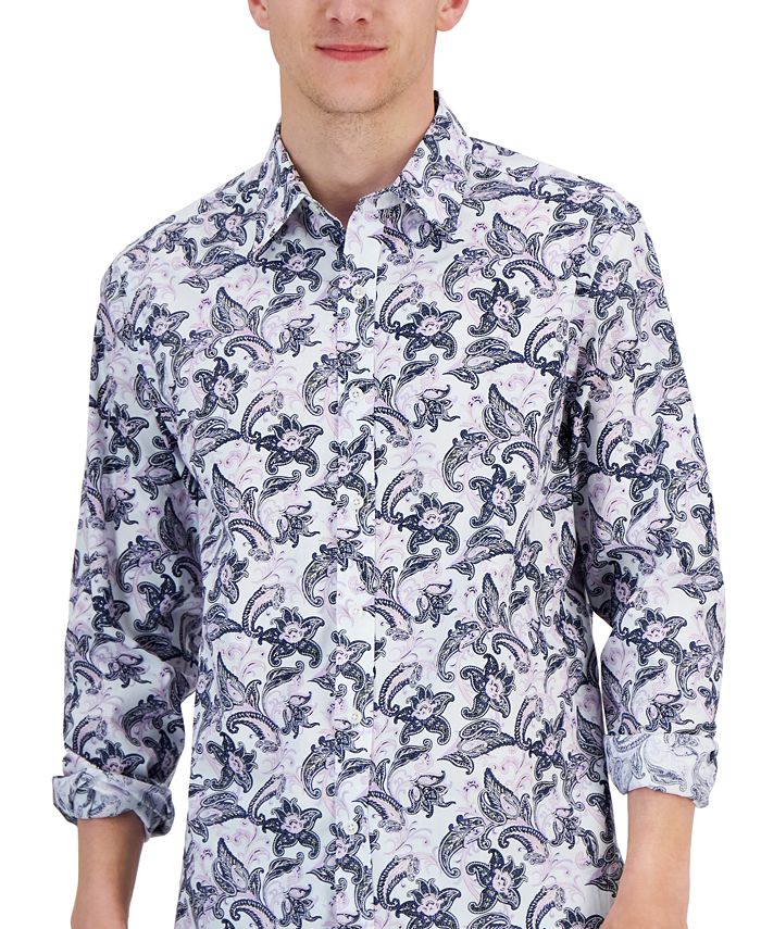 Club Room Men's Elevated Matt Paisley Shirt, Created for Macy's - Macy's