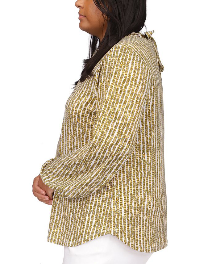 Michael Kors Plus Size Chain-Neck Long-Sleeve Top - Macy's
