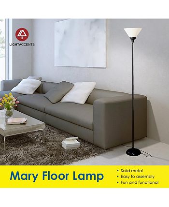 LIGHTACCENTS Mary Floor Lamp with White Cone Shade - Macy's