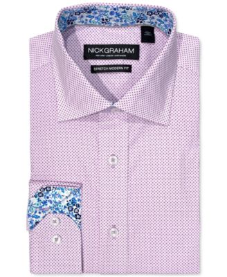 Nick Graham Men's Modern-Fit Dot-Print Dress Shirt - Macy's